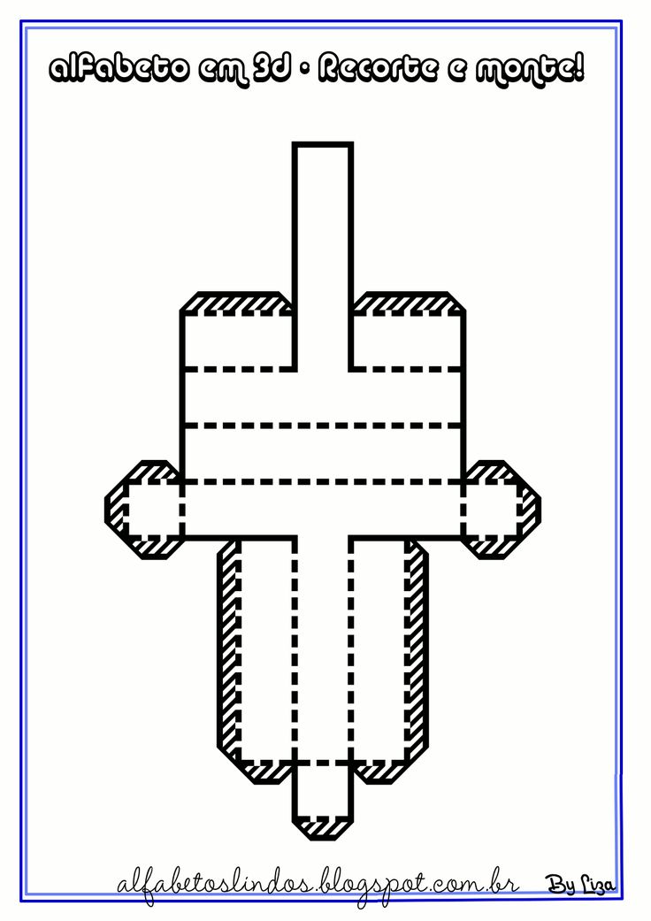 Alfabeto em 3d para recortar e colar - Moldes de letras para recortar e ...